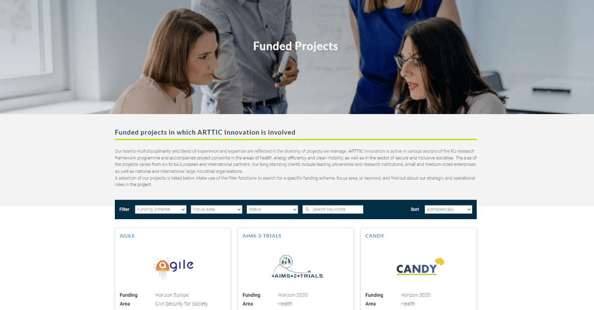 Funded projects in which ARTTIC Innovation is involved